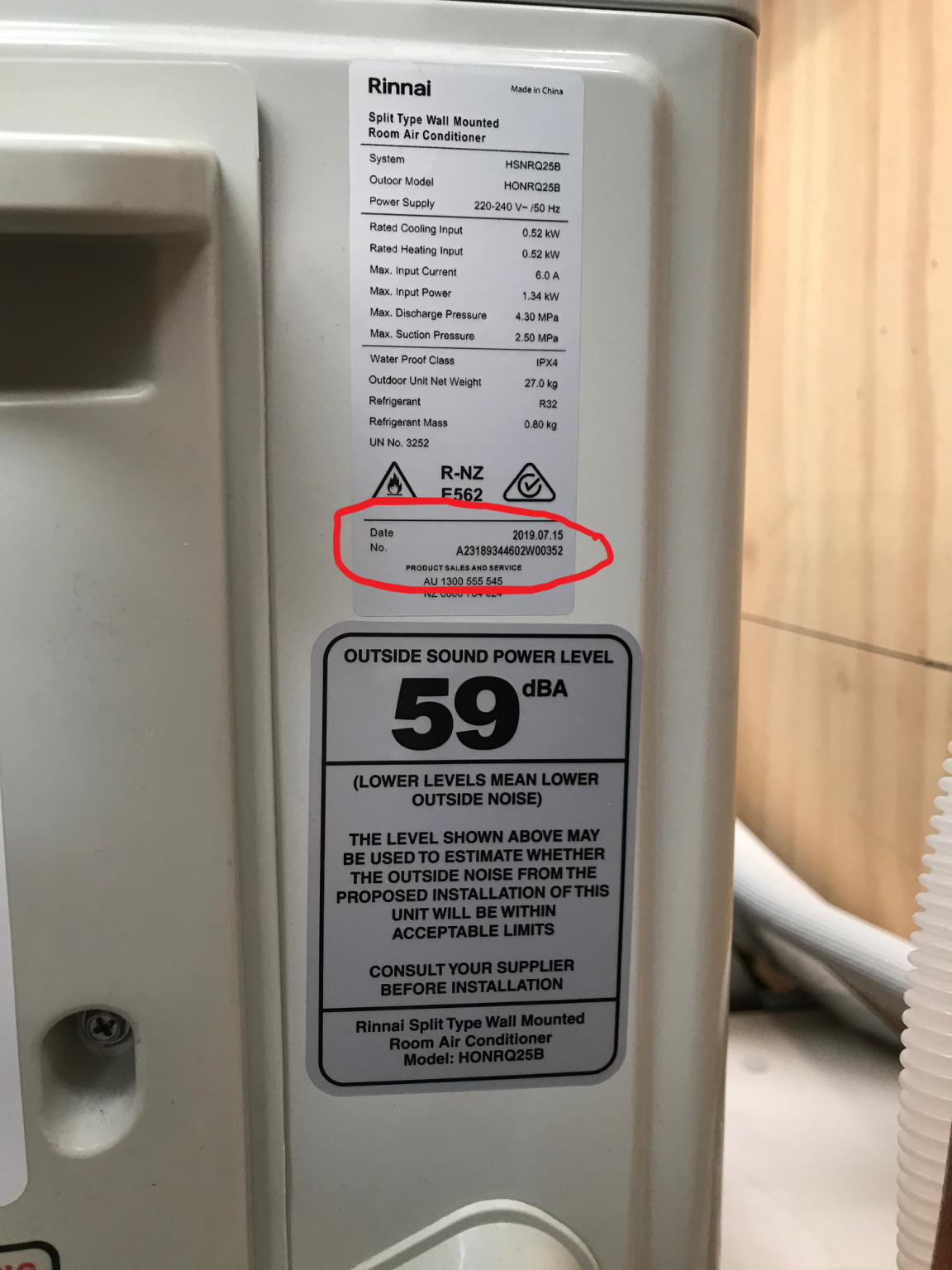 Serial Number - Rinnai